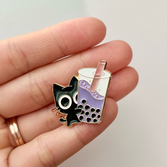 Accessories | Cat Milk Tea Boba Pin | Poshmark